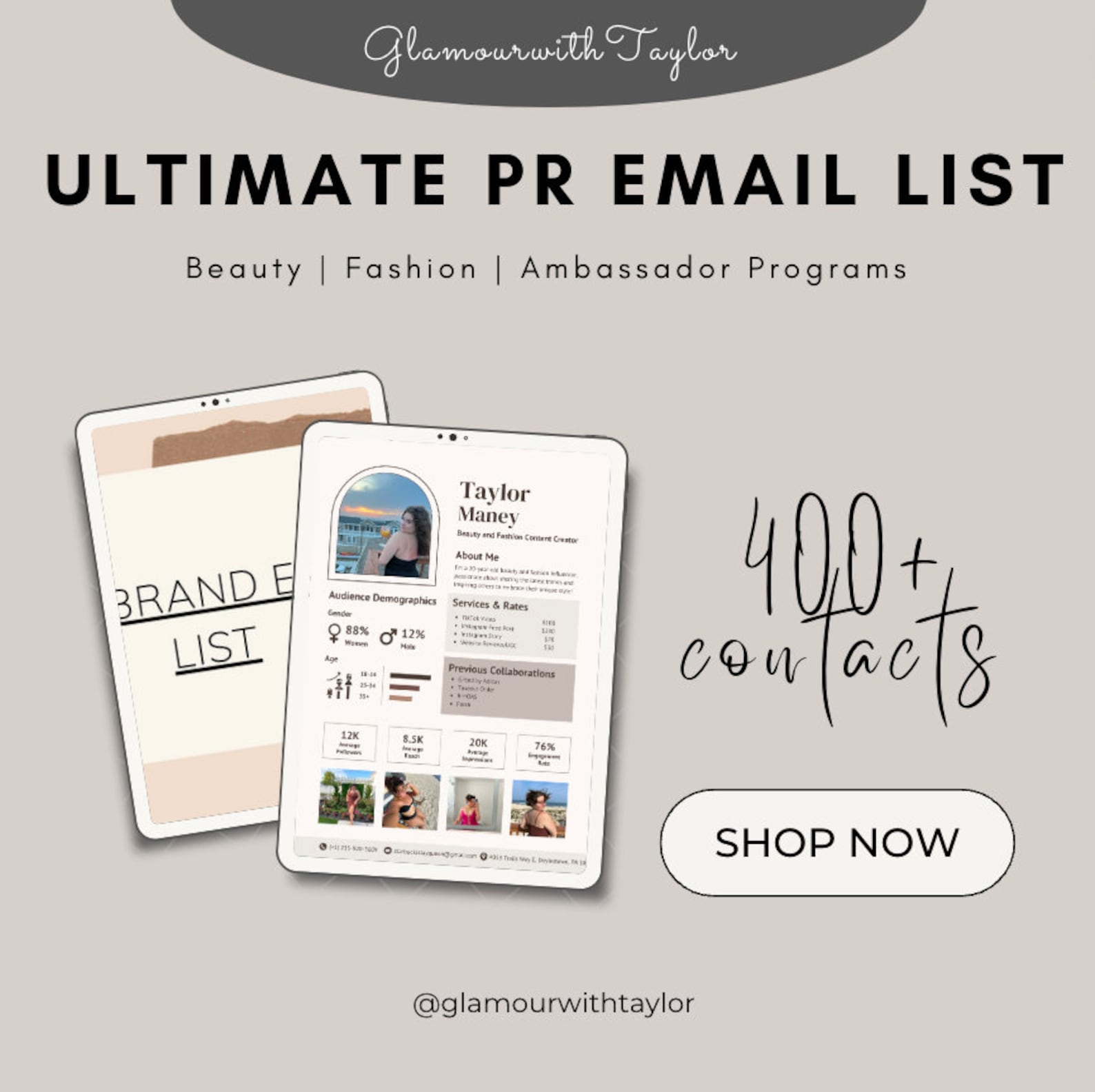 Influencer Insider: 400+ PR Brand Emails, Ambassador Secrets & Pitch ...
