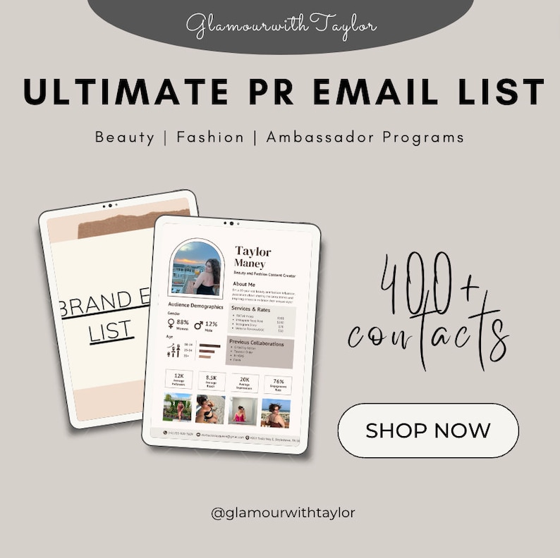 Influencer Insider: 400+ PR Brand Emails, Ambassador Secrets & Pitch ...