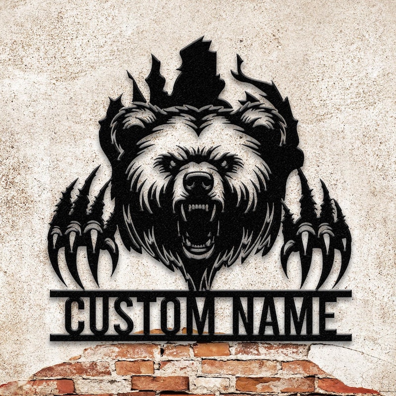 Bear Claw Metal Sign - Etsy