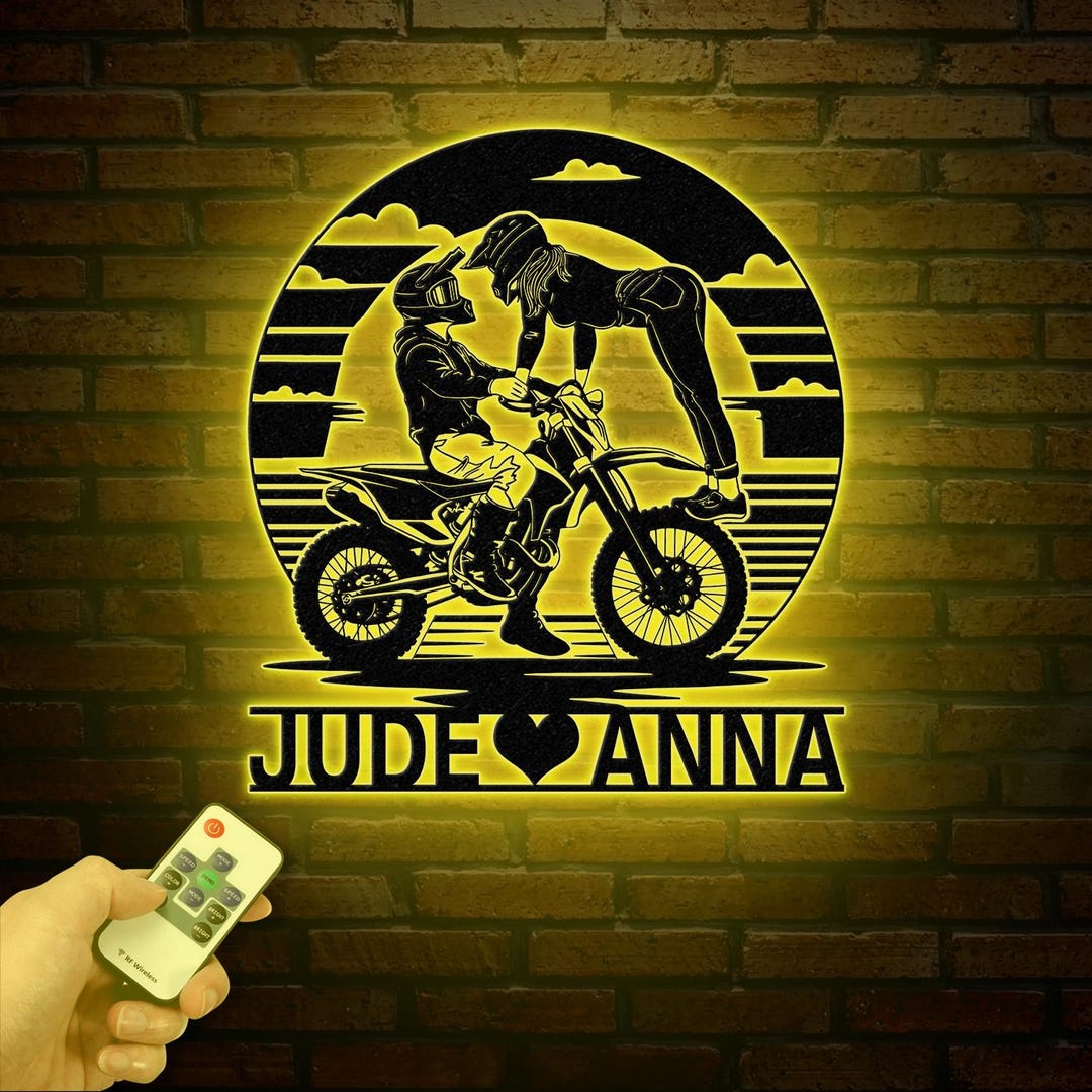 Custom Dirt Bike Metal Sign With LED Lights – Personalized Motocross ...