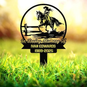 Cowboy Rider Memorial Metal Stake, Personalized Grave Marker Sign ...