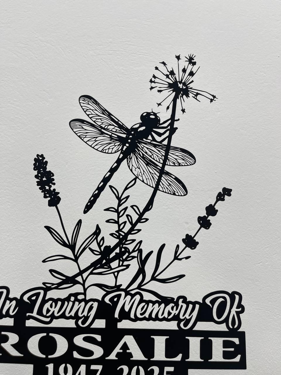 Personalized in Loving Memory Memorial Stake Metal, Dragonfly Memorial ...