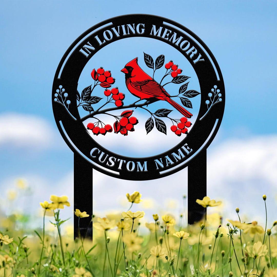 Personalized Memorial Stake Metal, Cardinal Garden Stakes, Cardinals ...