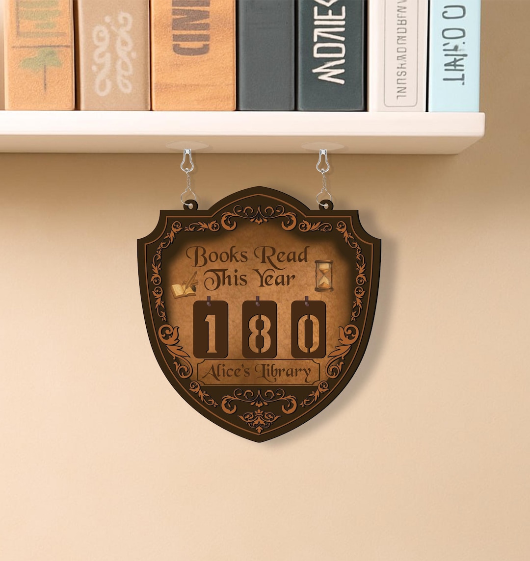 Vintage Books Read Tracker Sign, Personalized Wooden Library Reading ...