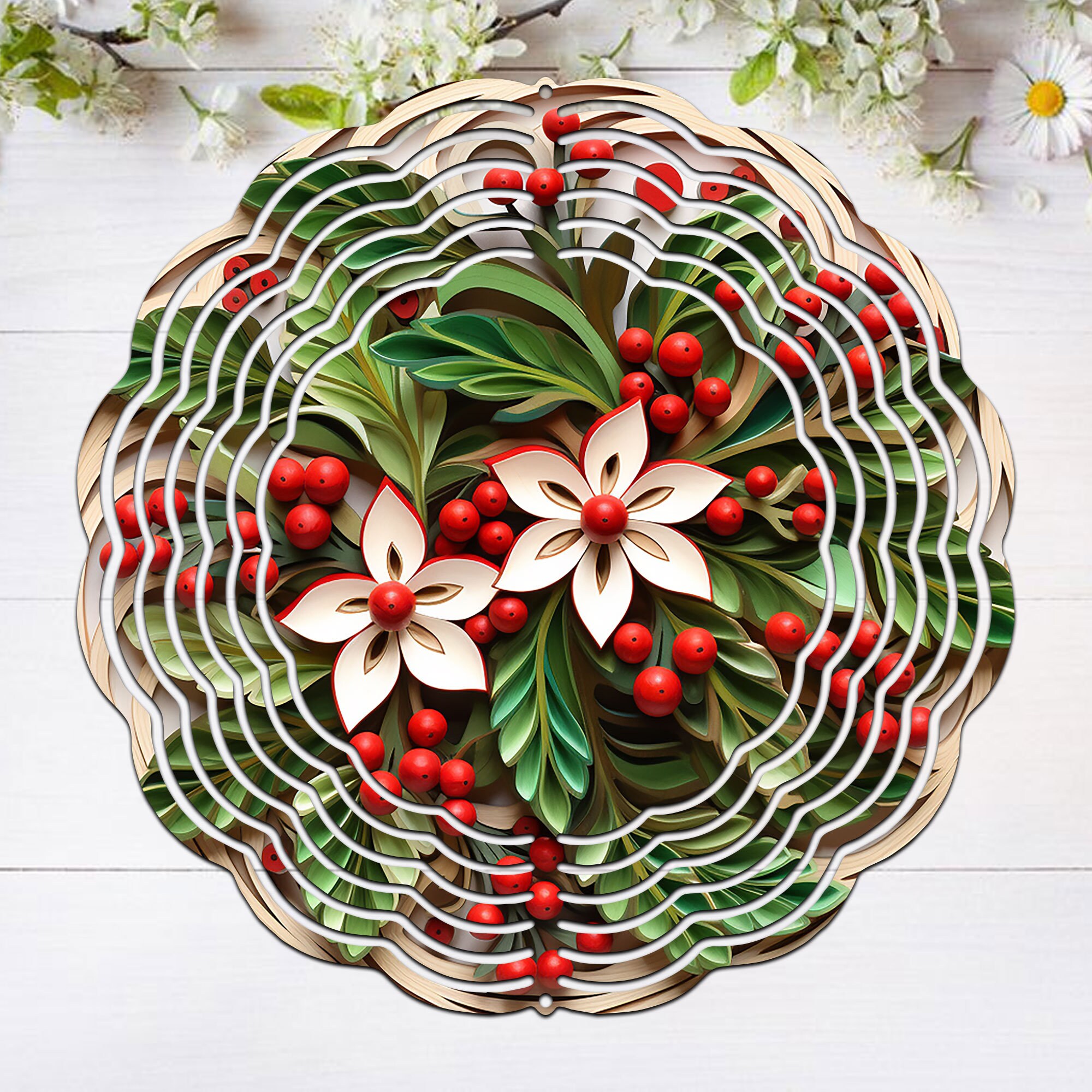 50 Christmas Wood 3d Wind Spinner Sublimation Design, Winter Xmas 3d ...