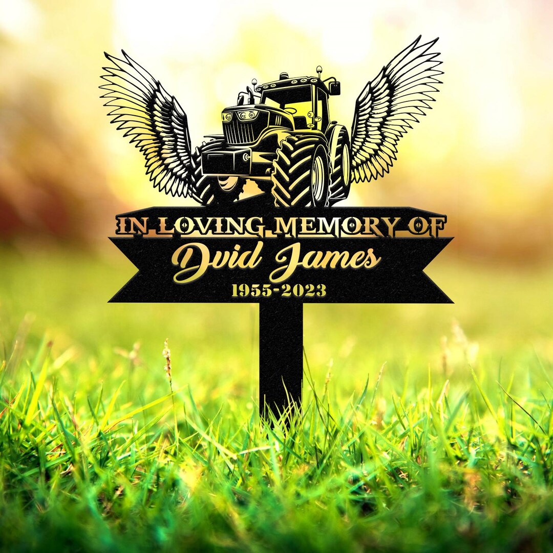 Custom Farmer Memorial Stake Metal Wall Art, Personalized Tractor ...