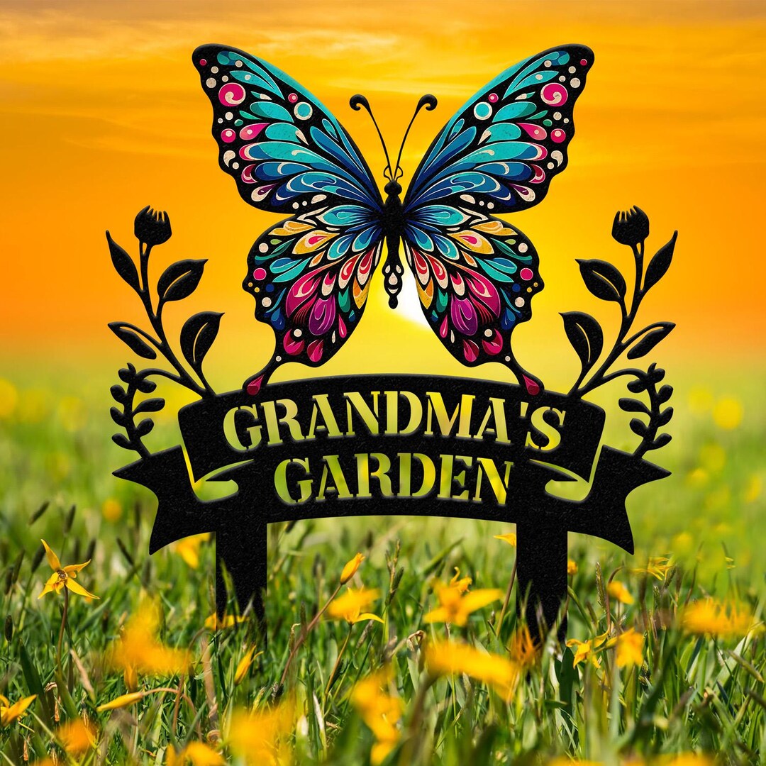 Custom Colored Butterfly Garden Sign, Personalized Garden Stake, Metal ...
