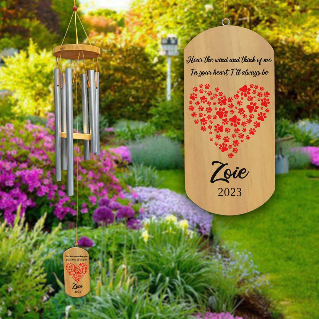Personalized Pet Memorial Wind Chime, Pet Loss Gift, Dog Cat Memorial ...