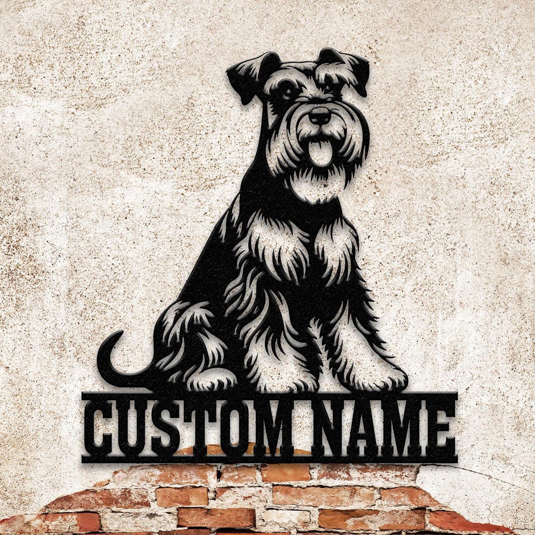 Metal Schnauzer Sign With LED Light, Custom Schnauzer Dog Decor ...