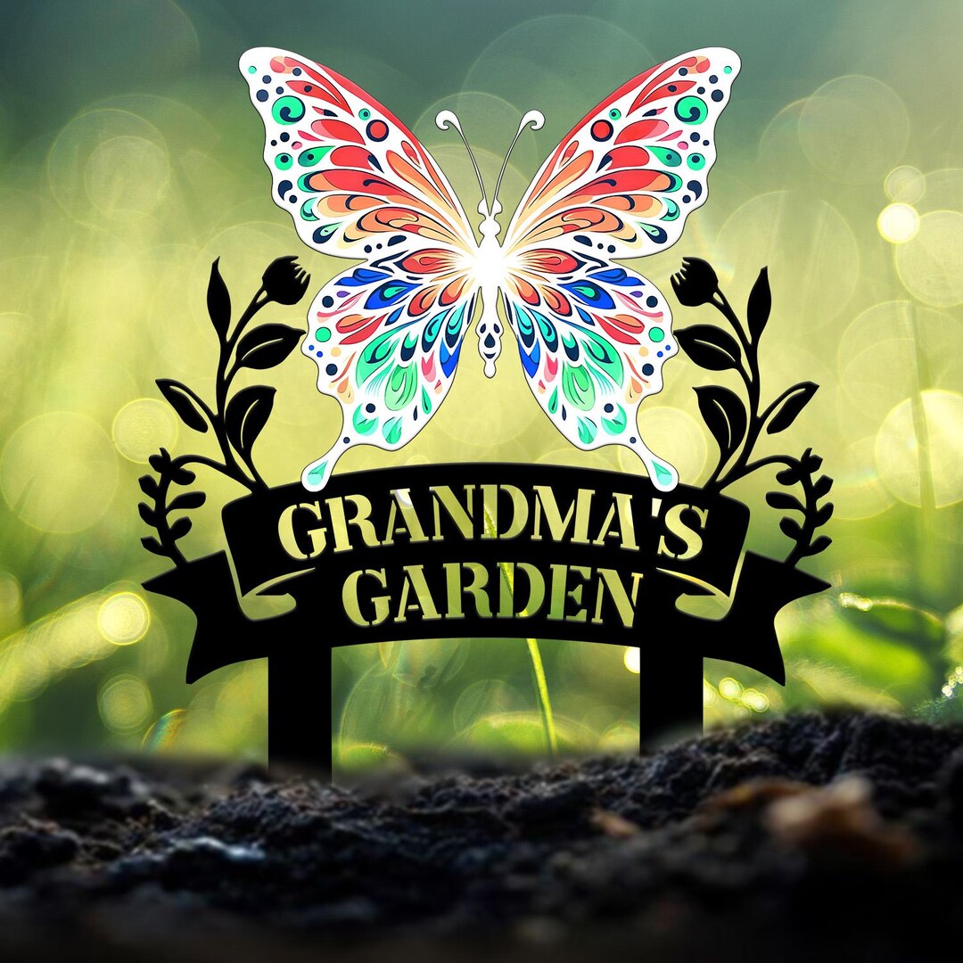 Custom Colored Butterfly Garden Sign, Personalized Garden Stake, Metal ...
