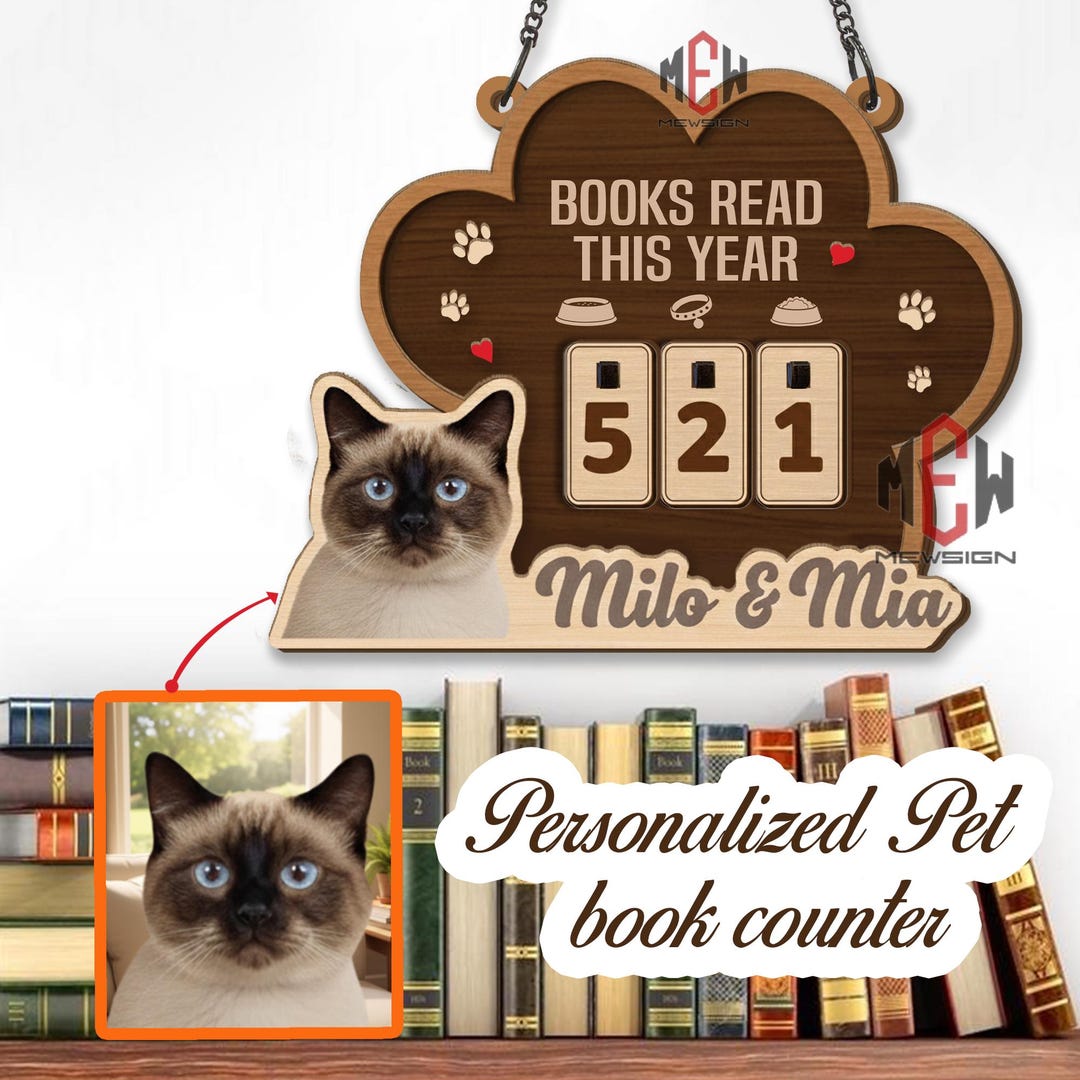 Personalized Pet Books Read This Year Tracker With Cat Portrait, Custom ...