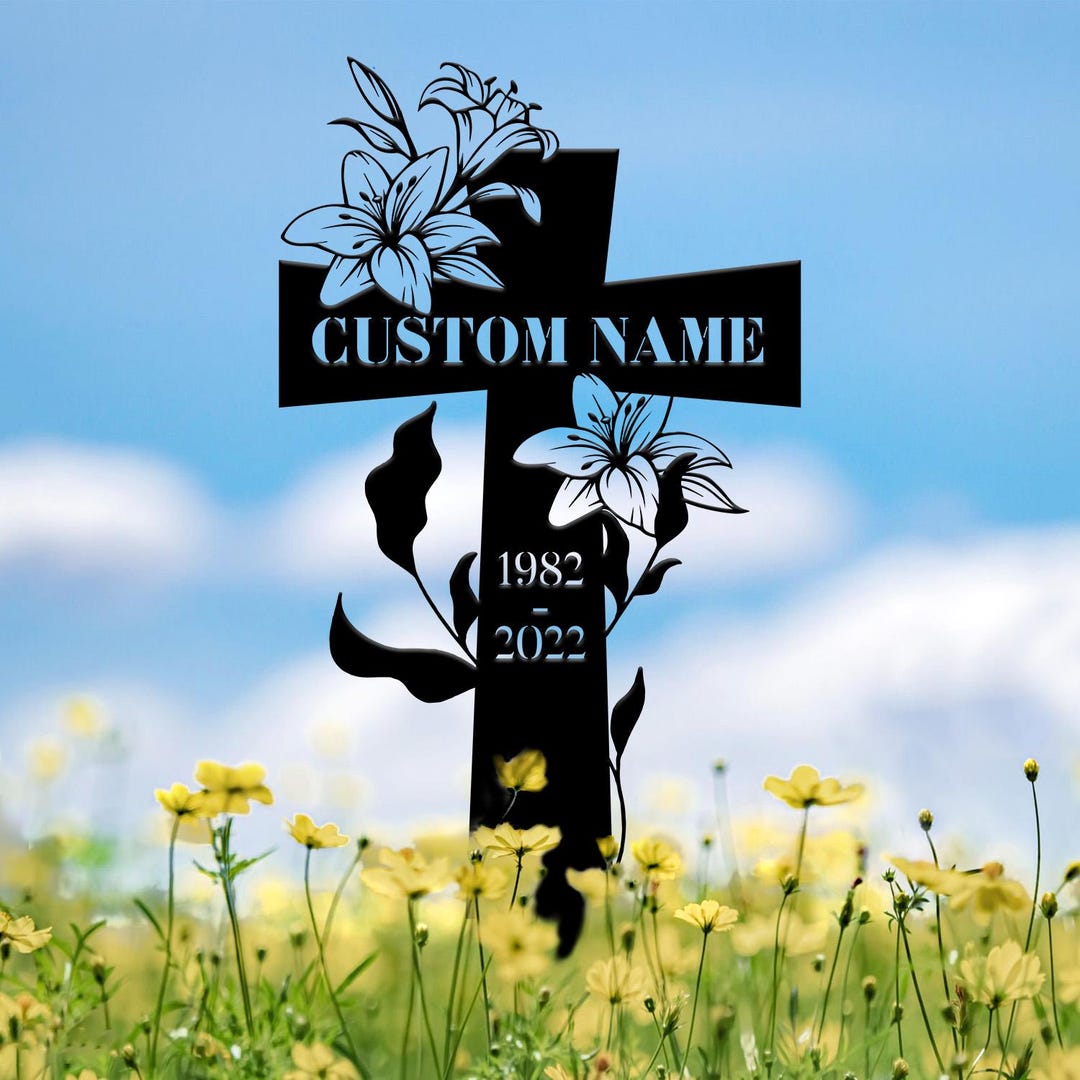 Custom Metal Memorial Cross, Grave Marker, Sympathy Gifts, Remembrance ...