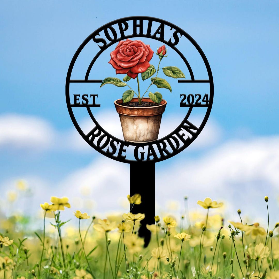 Personalized Metal Garden Sign, Custom Roses Garden Stake, Gardener ...