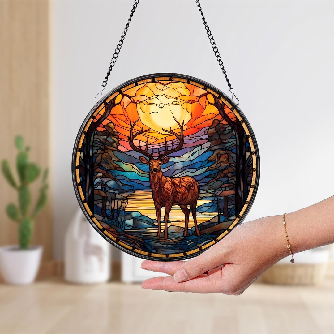 Deer Suncatcher Hanging Sign, Forest Creatures Window Decor, Nature ...