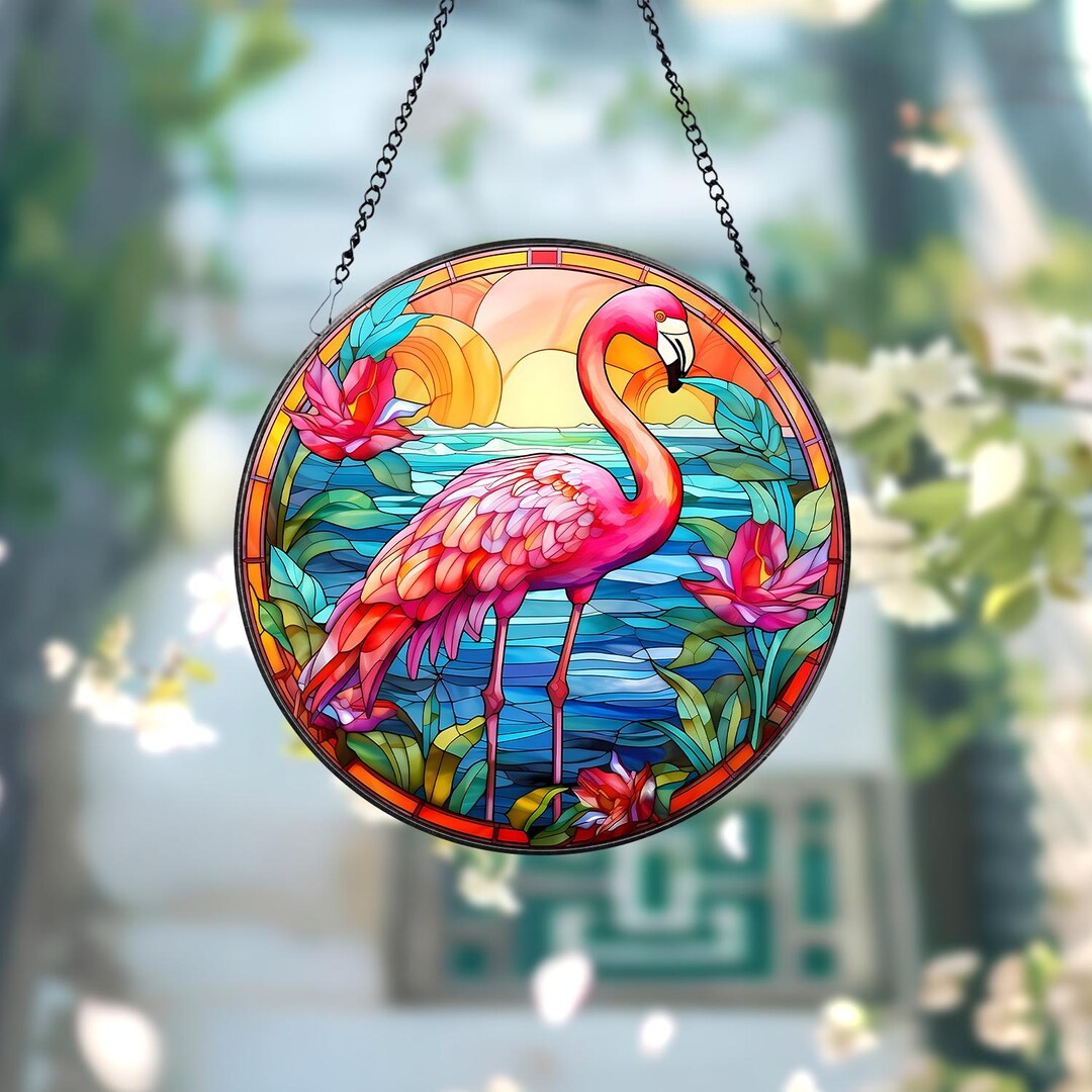 Flamingo Glass Suncatcher, Flamingo Window Hangings, Flamingo House ...