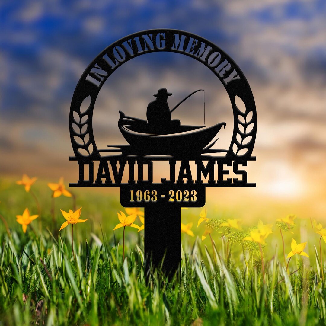 Personalized Fishing Memorial Plaque Stake, Fisherman Memorial Gift ...