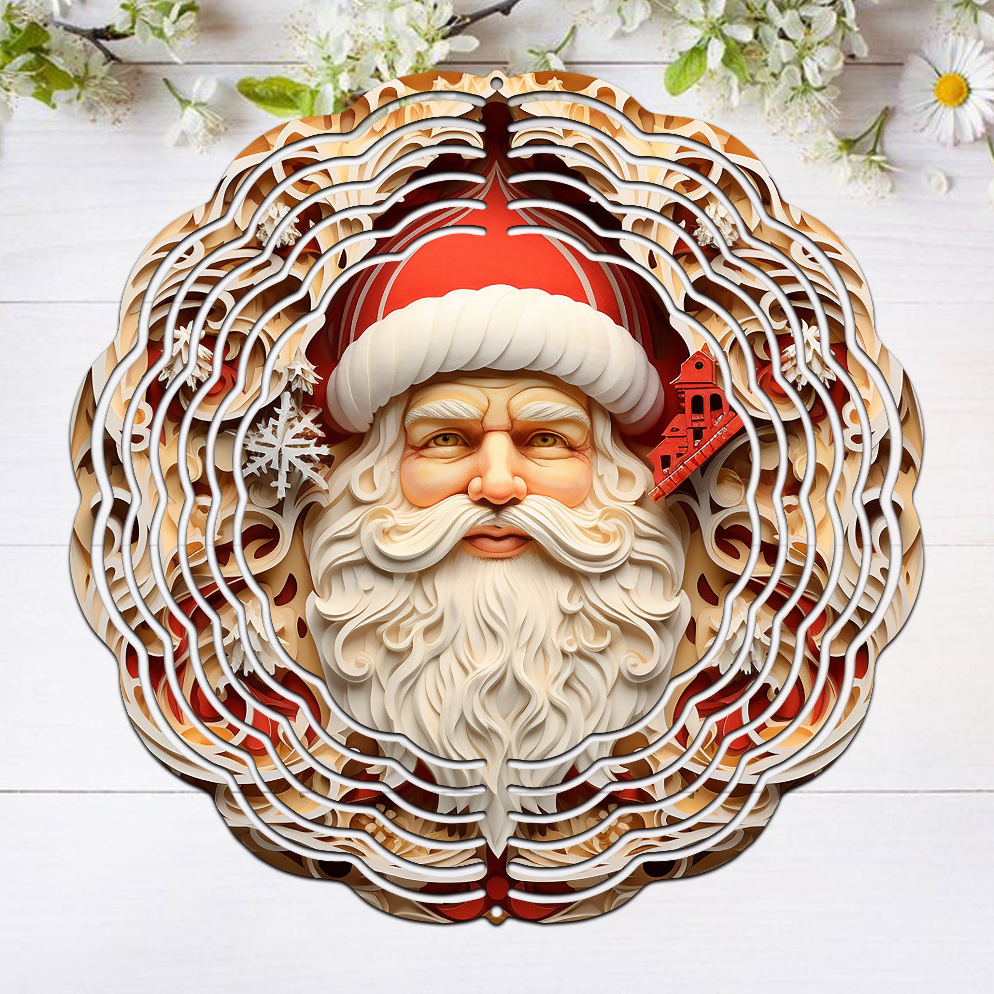 50 Christmas Wood 3d Wind Spinner Sublimation Design, Winter Xmas 3d ...