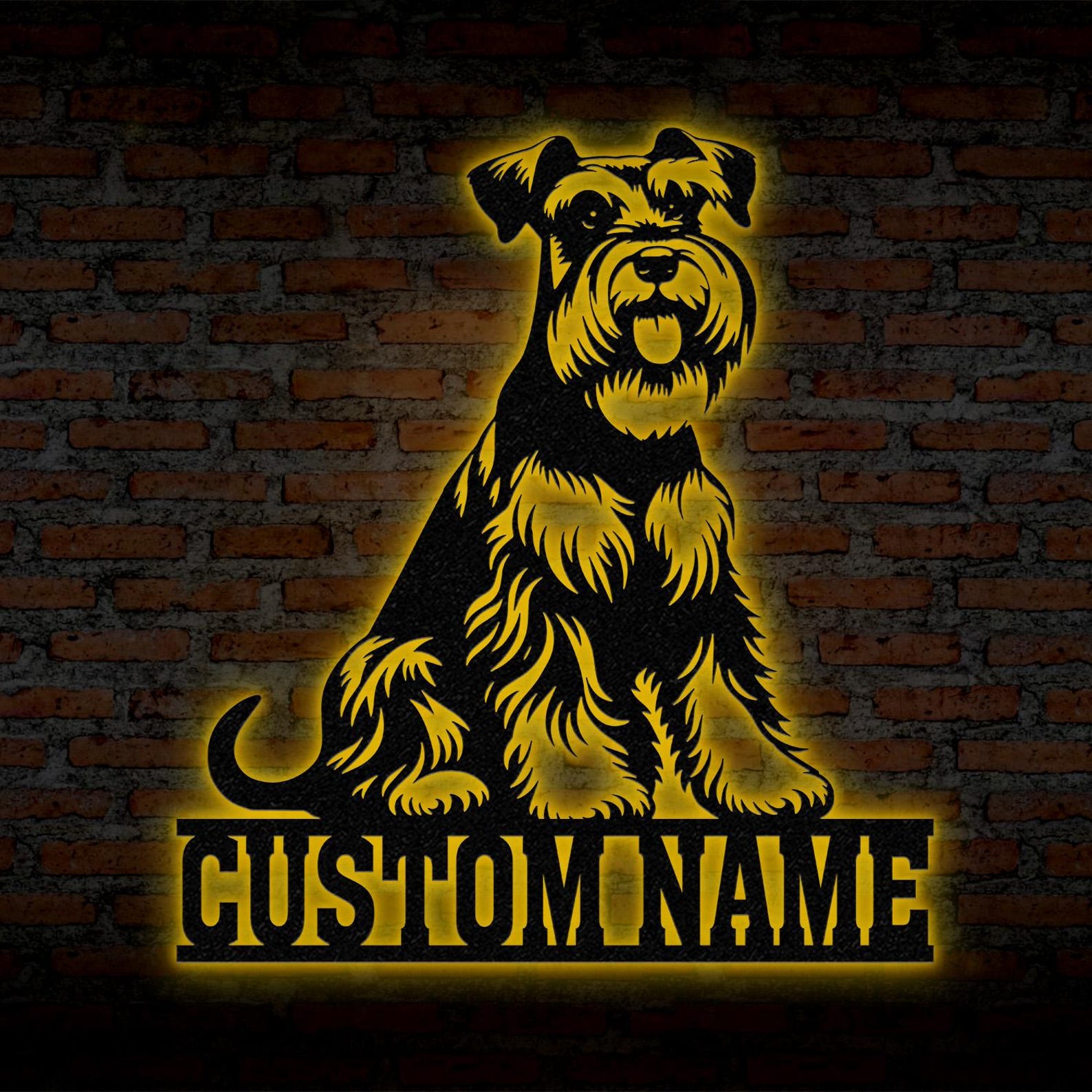 Metal Schnauzer Sign With LED Light, Custom Schnauzer Dog Decor ...