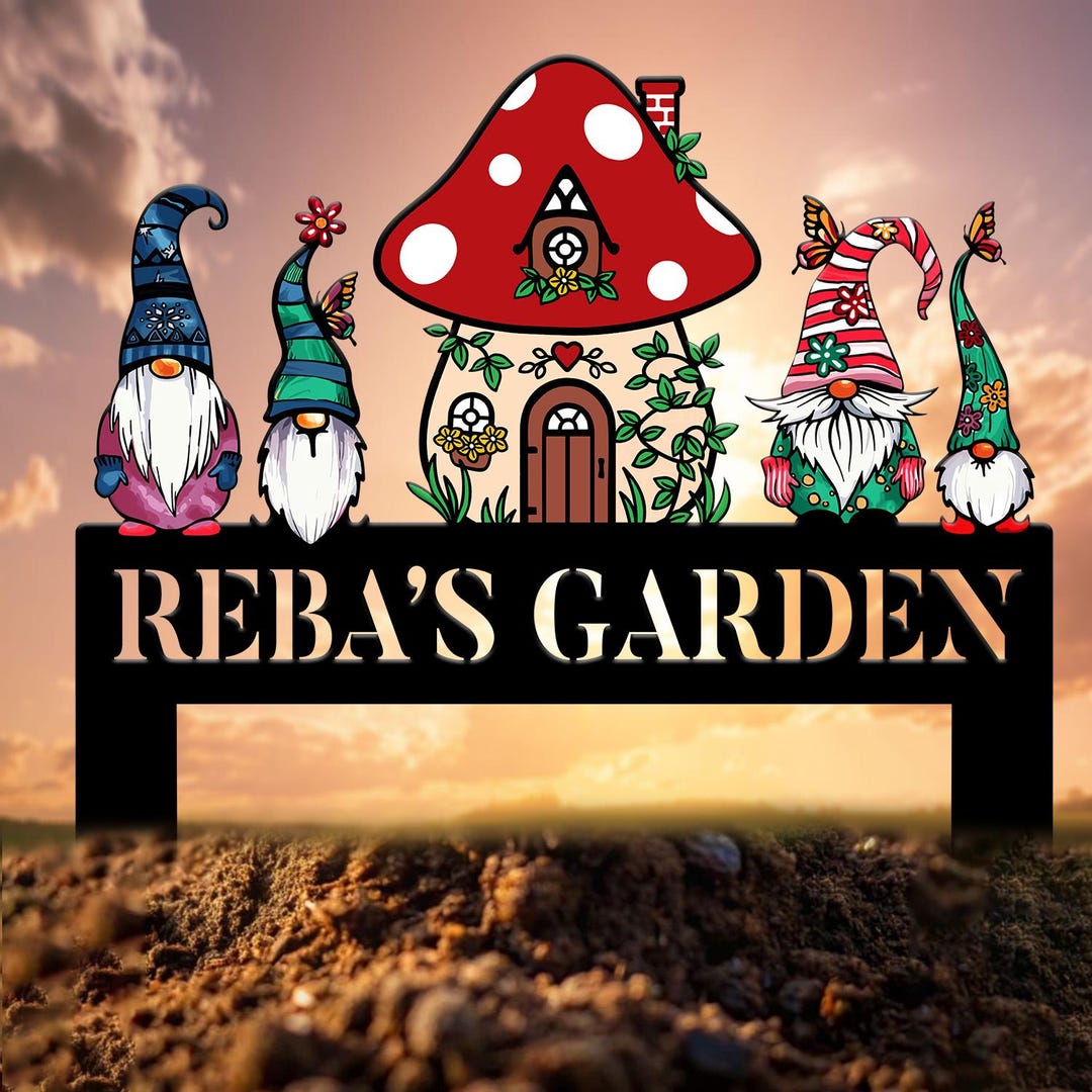 Custom Gnome Yard Sign, Metal Gnome Garden Sign With Stake, Custom ...