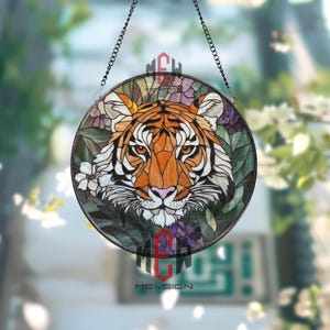 Tiger Stained Glass Suncatcher, Jungle Animal Window Hanging, Wild Cat ...