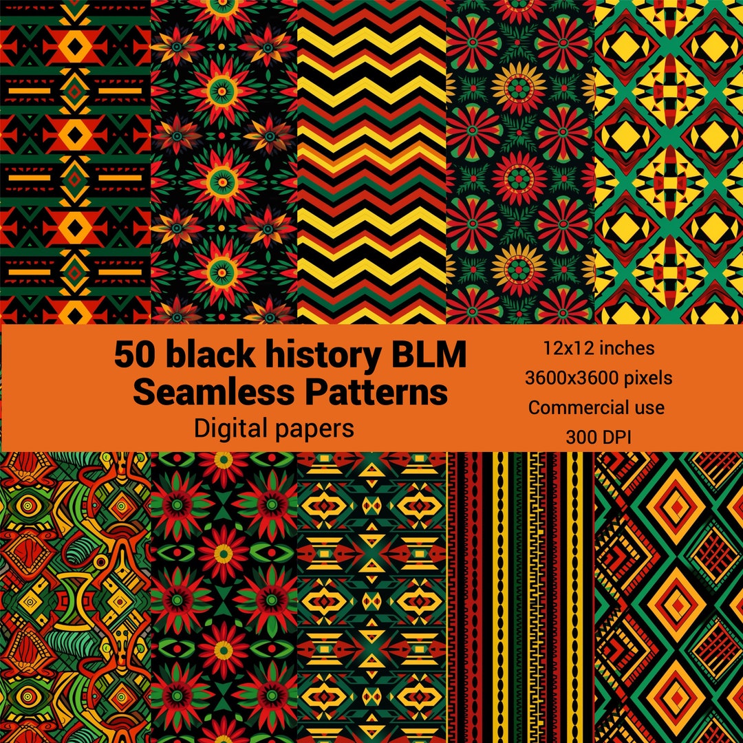50 Black History, BLM Patterns Collection, Commercial Use, Instant ...