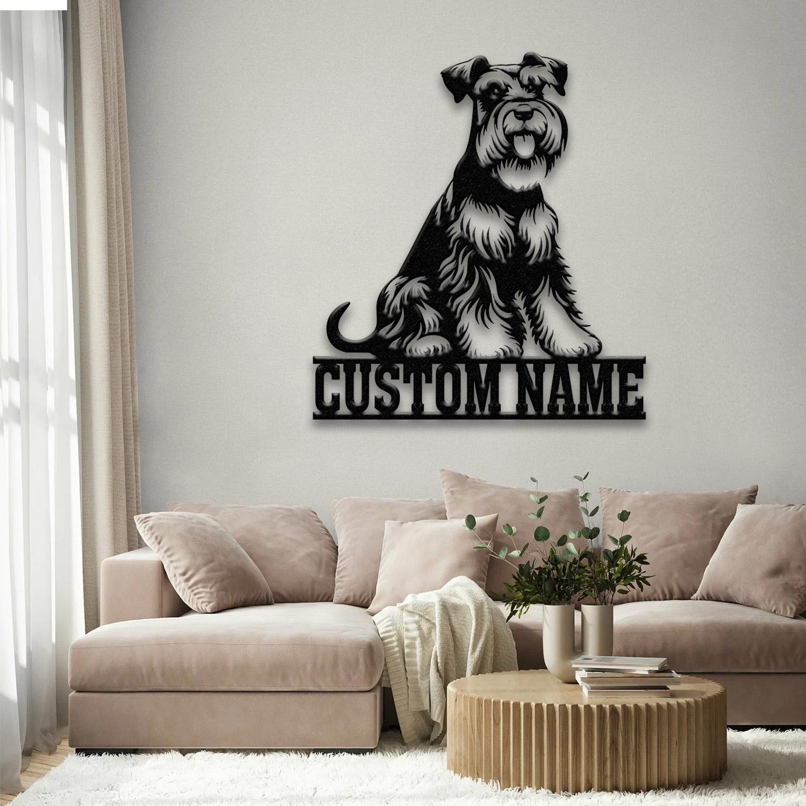 Metal Schnauzer Sign With LED Light, Custom Schnauzer Dog Decor ...