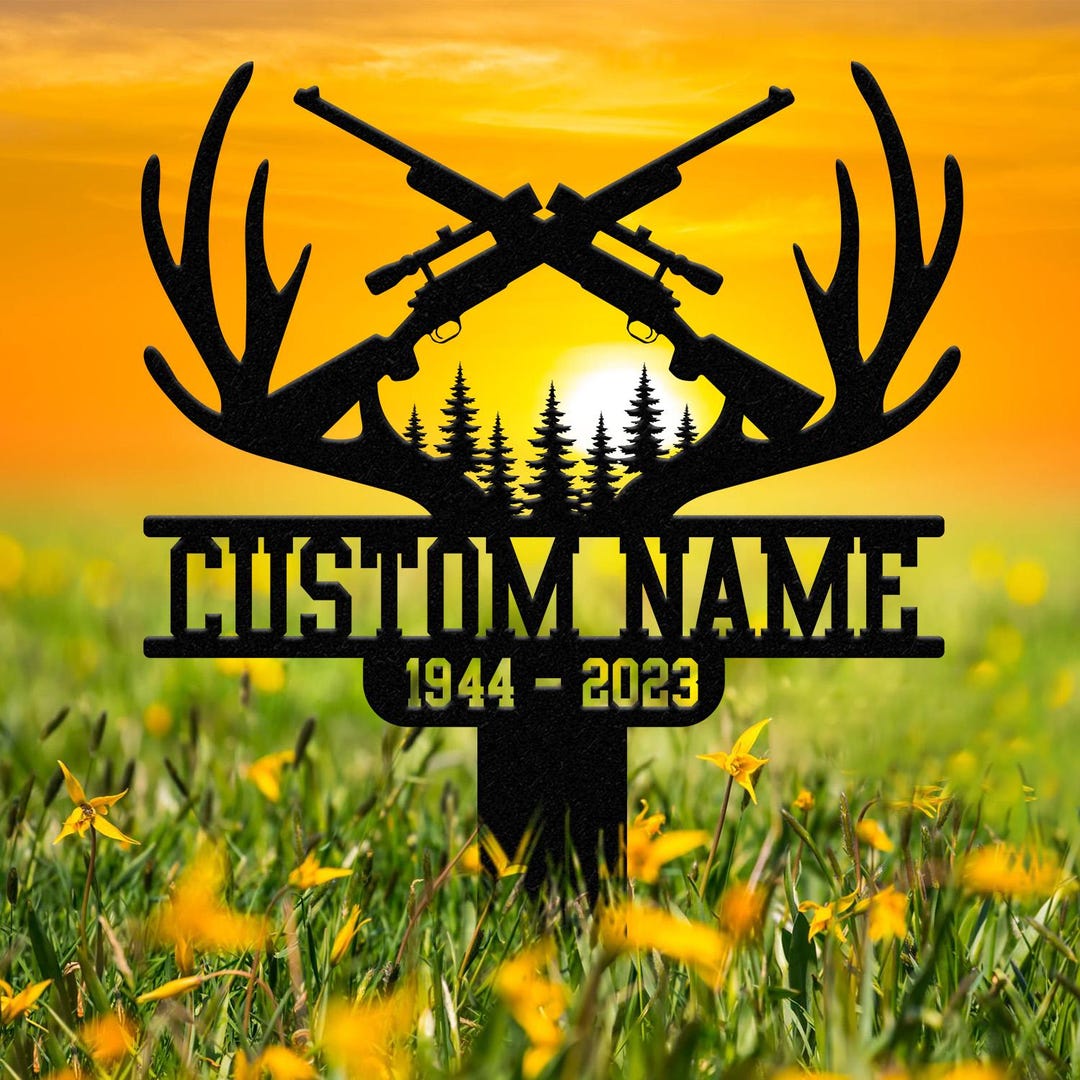 Personalized Deer Hunting Memorial Stake, Cemetery Stake, Grave Marker ...