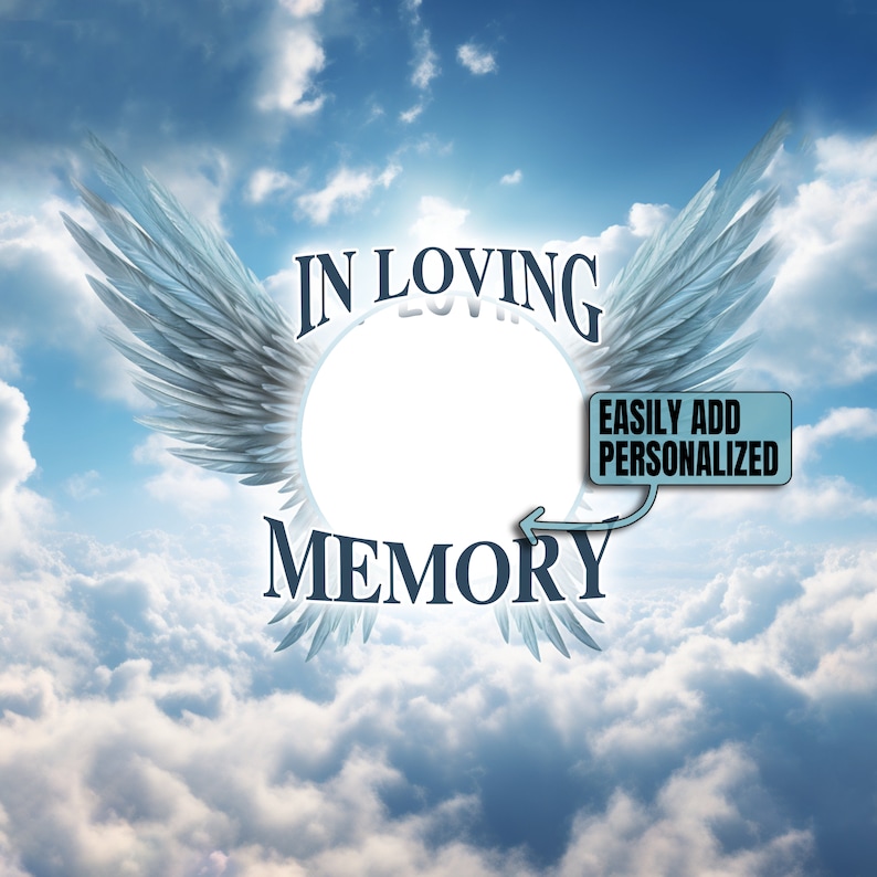 20 in Loving Memory Angel Wings Squares Frame Sublimation Design ...