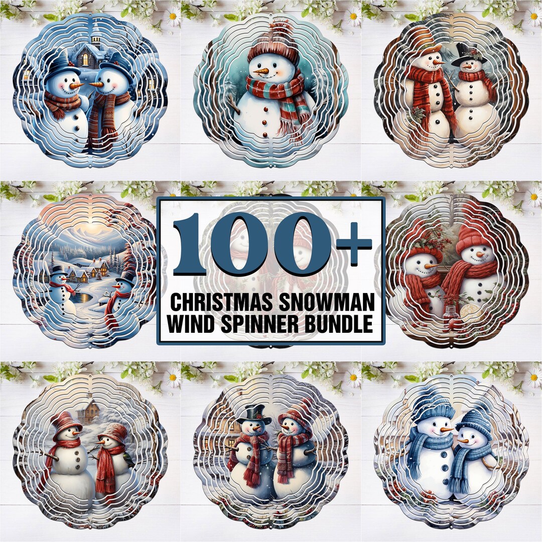 100 Christmas Snowman Wind Spinner Sublimation Design, Winter ...