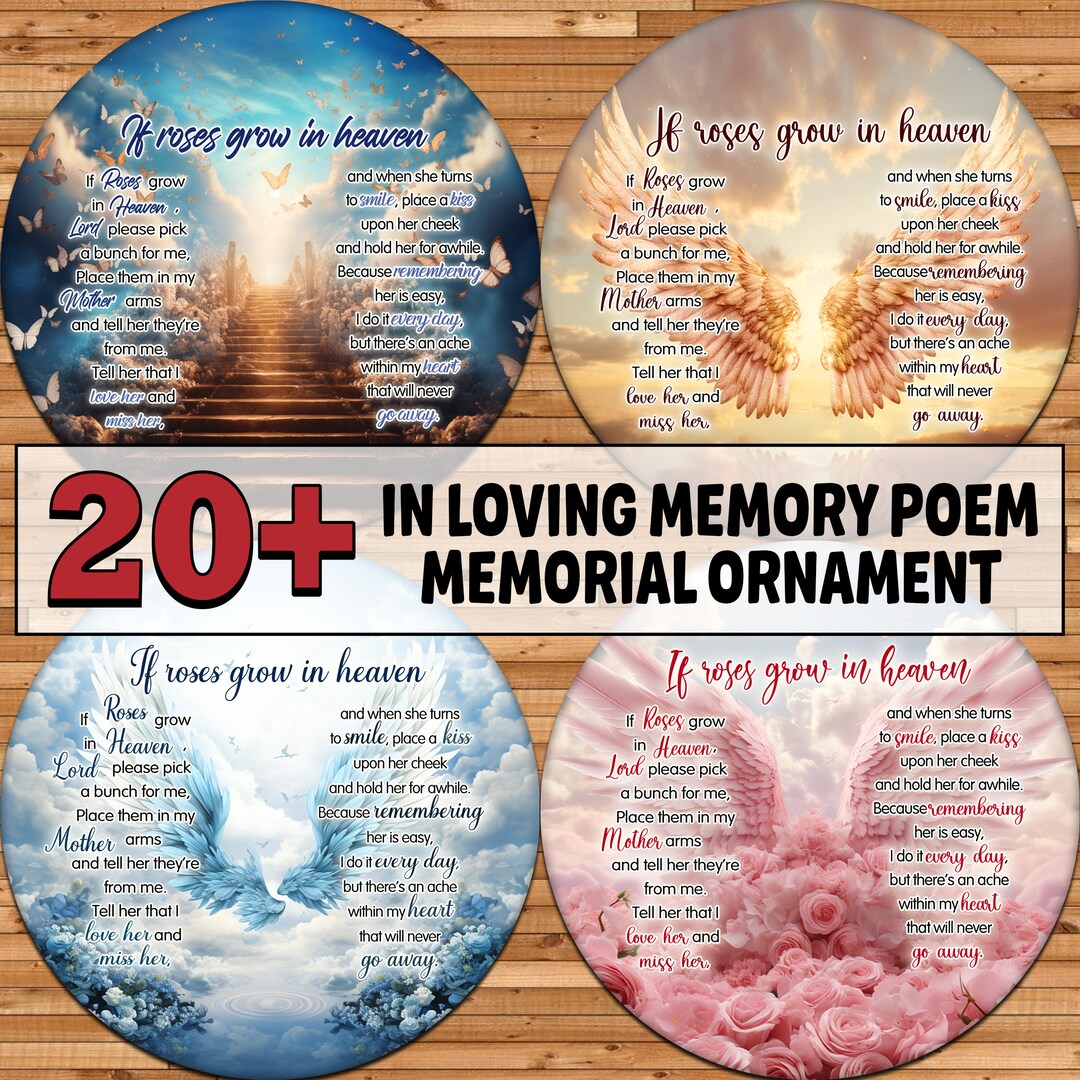 20 in Loving Memory Poem Memorial Ornament Bundle PNG Sublimation ...