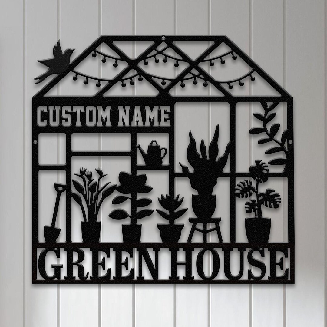 Personalized Metal Greenhouse Sign, Custom Gardener Gift, Garden Wall ...
