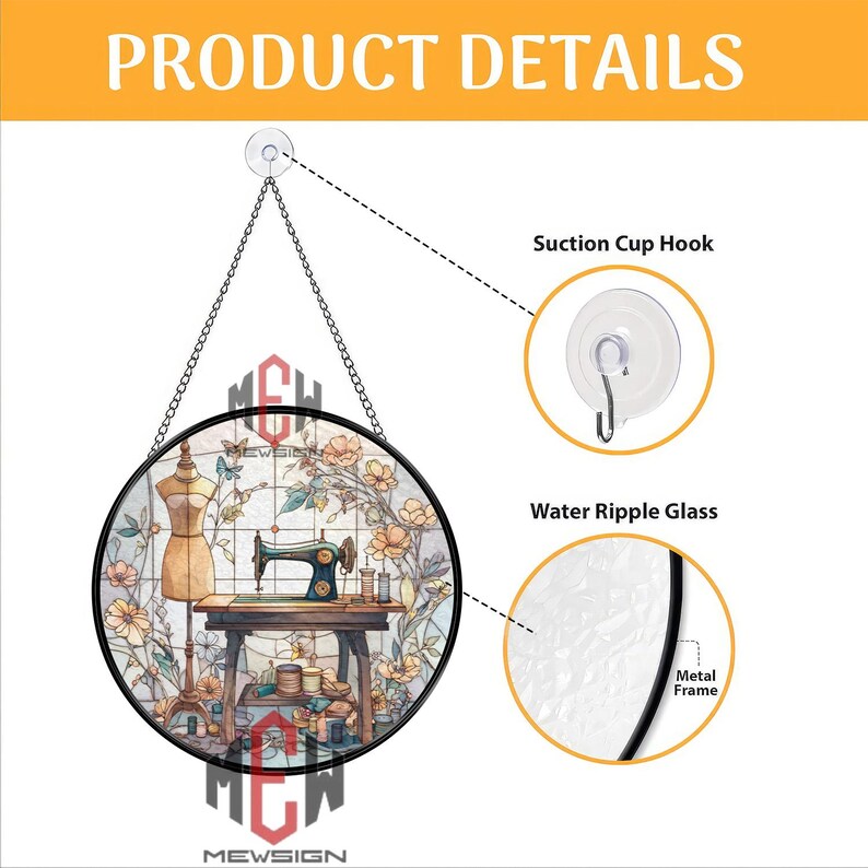 Dressmaker Atelier Stained Glass Suncatcher, Sewing Mannequin Floral ...