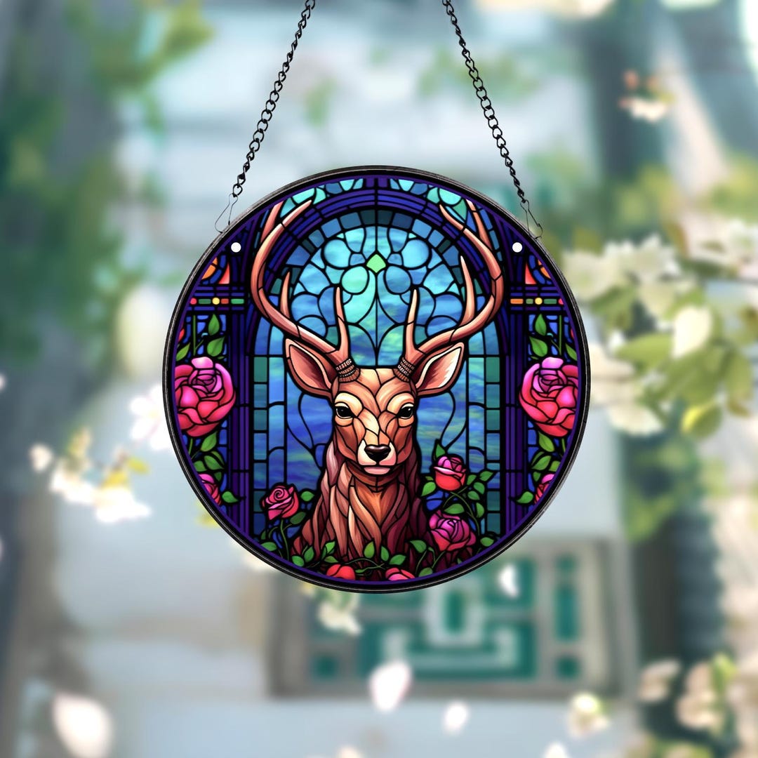 Deer Suncatcher Hanging Sign, Forest Creatures Window Decor, Nature ...