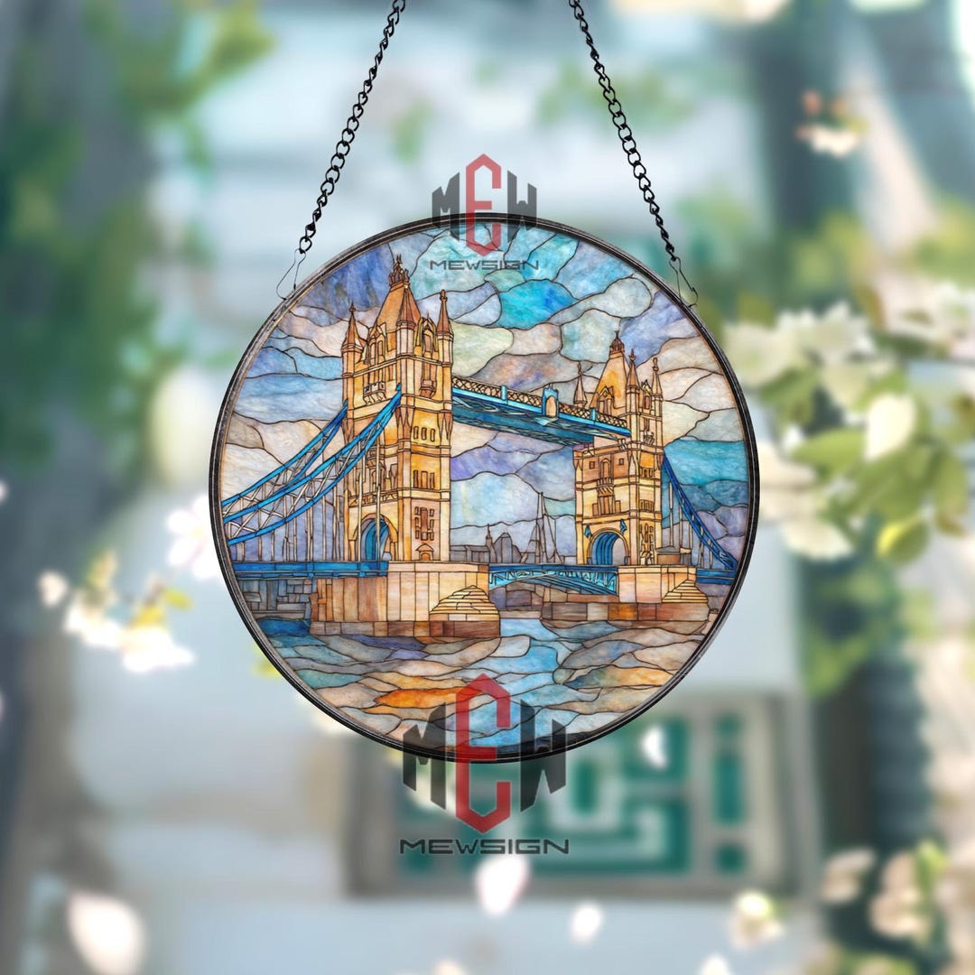 London Bridge Stained Glass Suncatcher, City Landmark Window Art ...