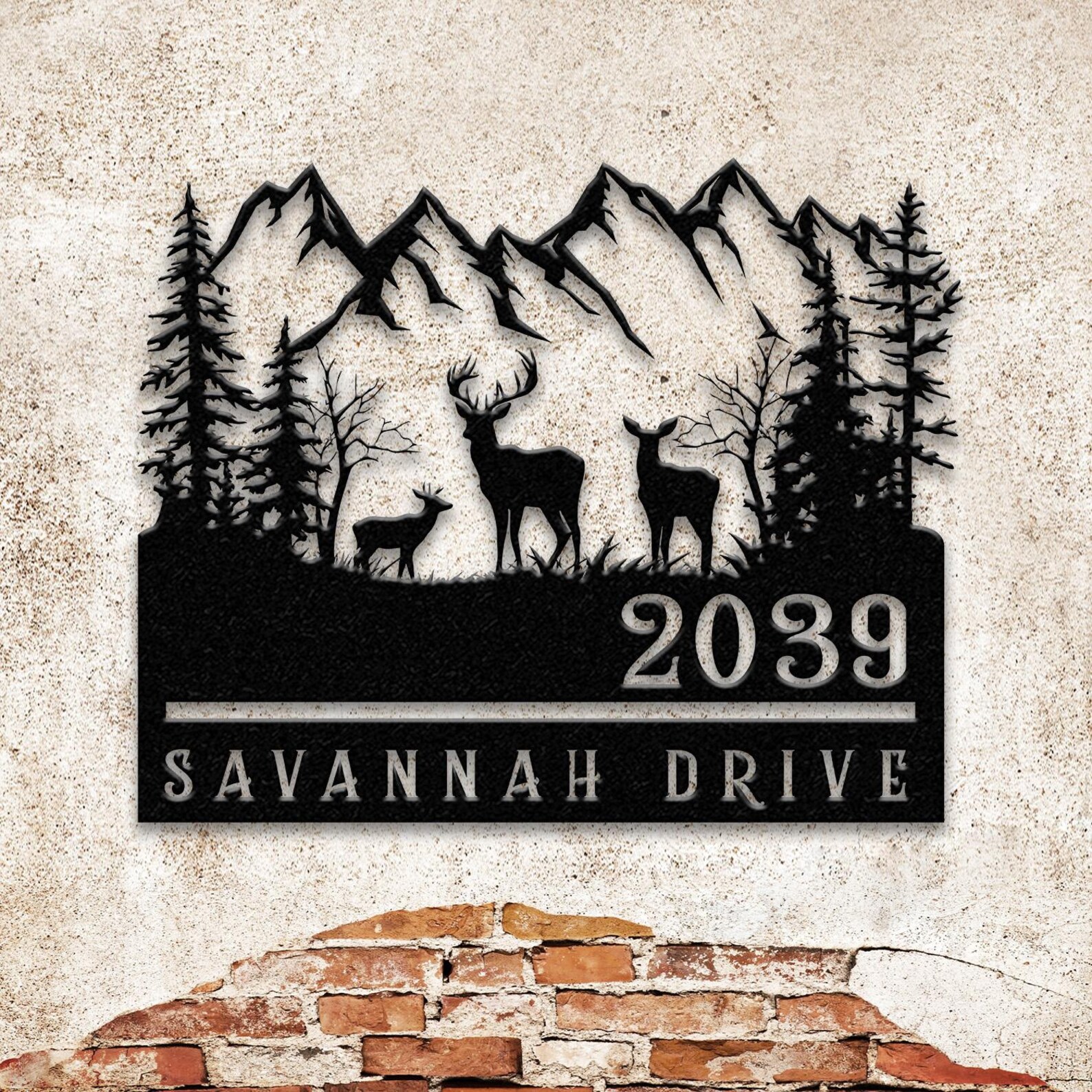 Custom Deer Address Sign, Metal Deer Sign, Deer Yard Sign, Address Sign ...