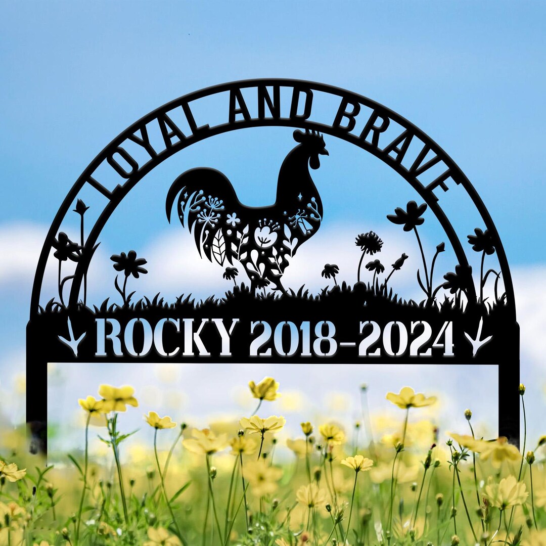 Personalized Pet Memorial Sign, Custom Chicken Rooster Garden Marker ...
