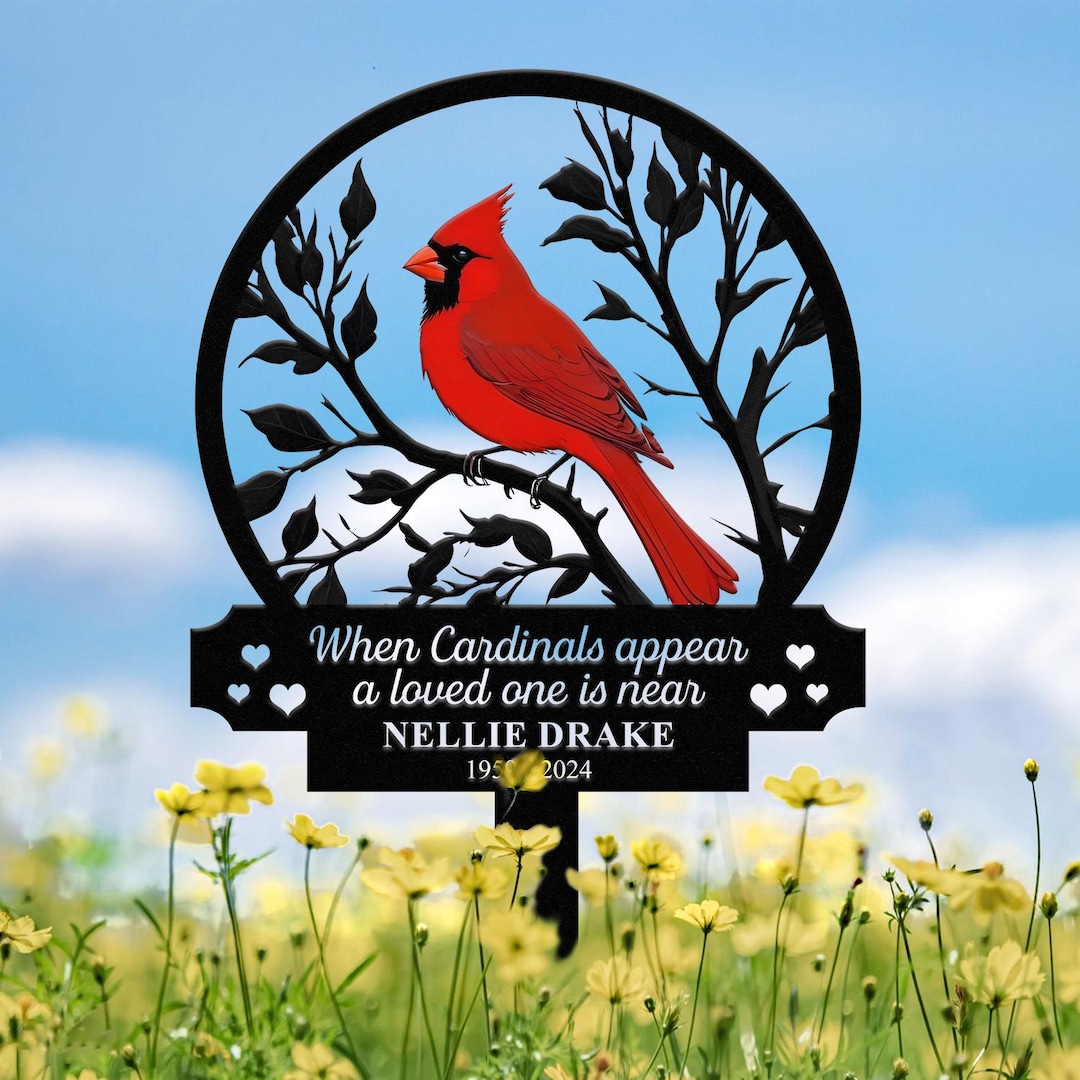 Custom Cardinal Memorial Stake Metal, Cardinal Garden Stakes, Cardinals ...
