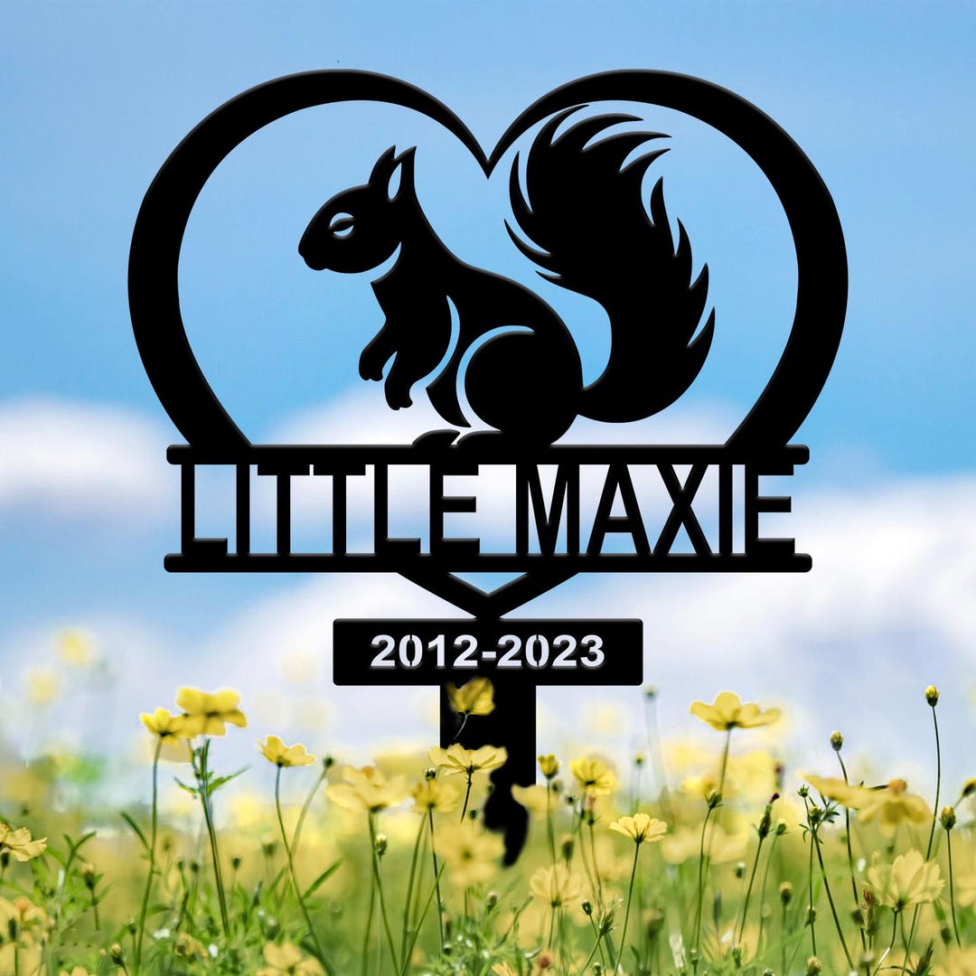Personalized Squirrel Memorial Heart Stake Sign - Pet Grave Marker ...
