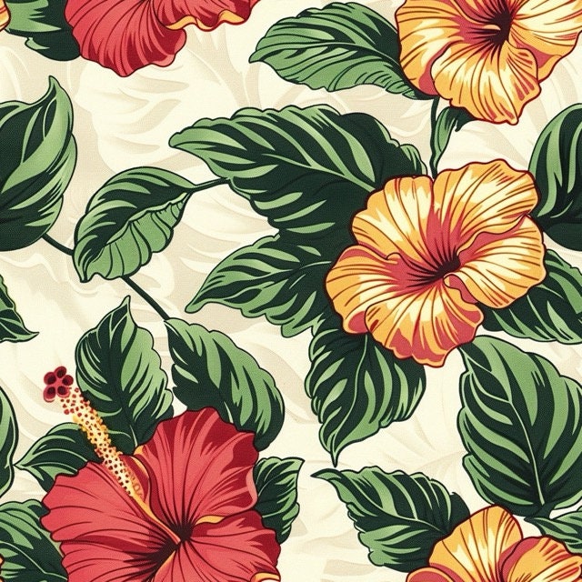 50 Vintage Summer Hawaiian Patterns Collection, Commercial Use, Instant ...