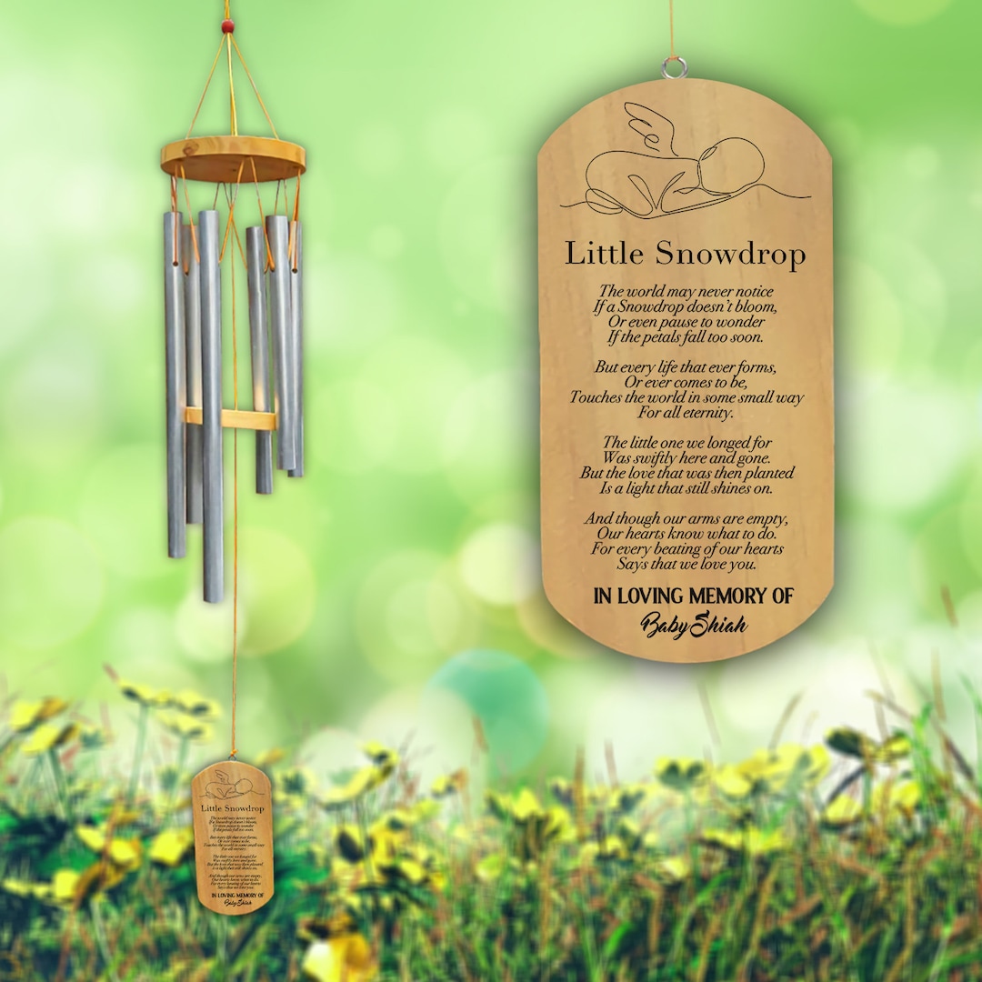 Personalized Little Snowdrop Poem Memorial Wind Chimes, Custom Infant Loss Wind Chimes ...