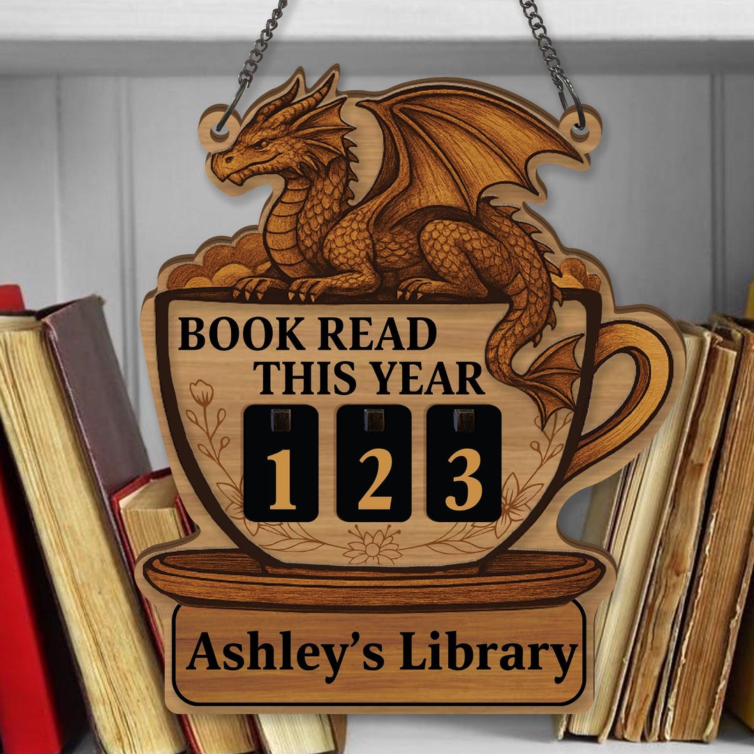 Books Read This Year Tracker – With Dragon Library Sign, Fantasy Book ...