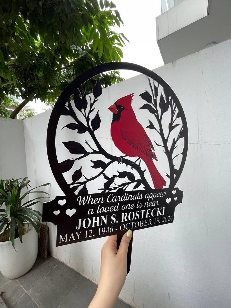 Custom Cardinal Memorial Stake Metal, Cardinal Garden Stakes, Cardinals ...