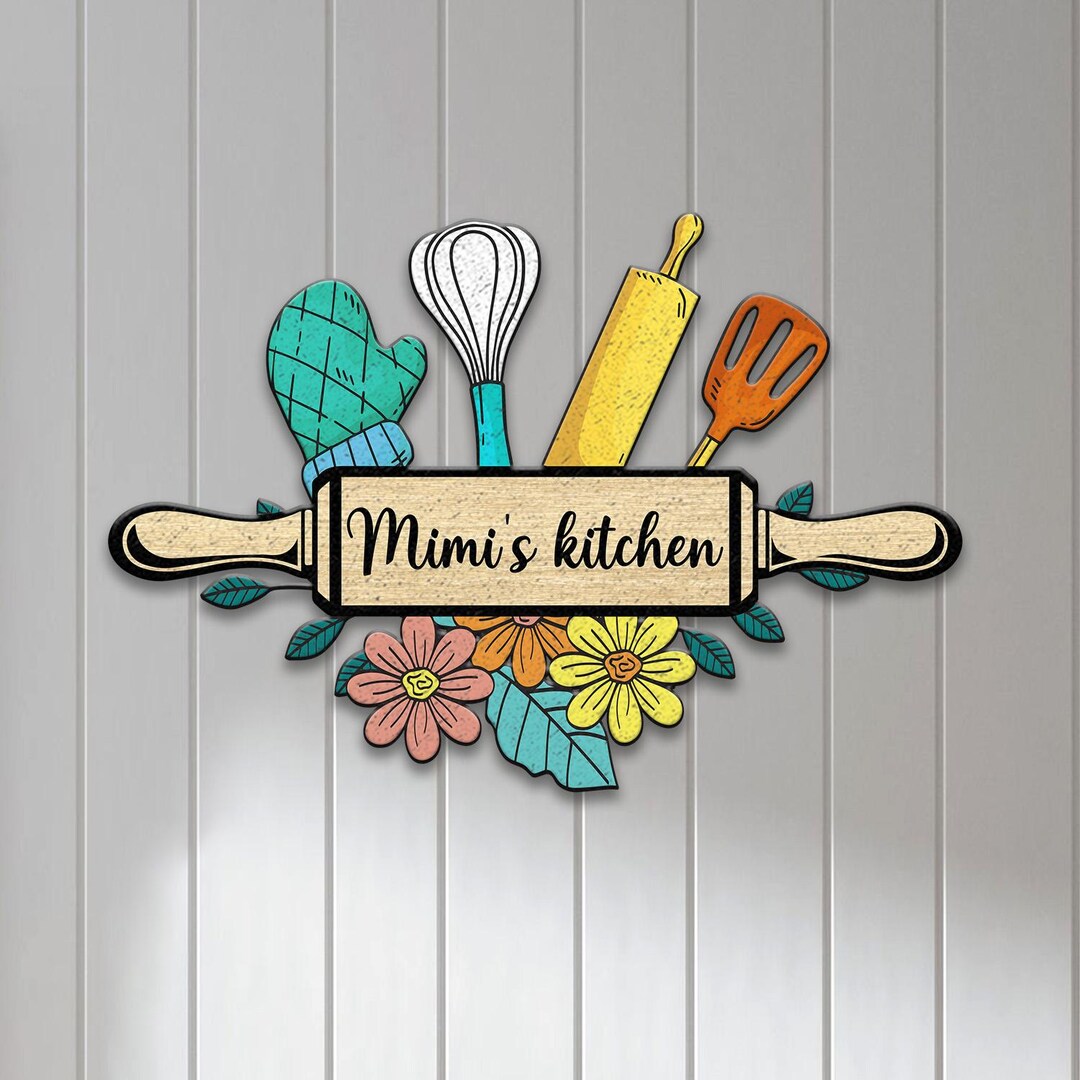 Custom Colored Mimi's Metal Kitchen Sign With Led Light, Kitchen Decor ...