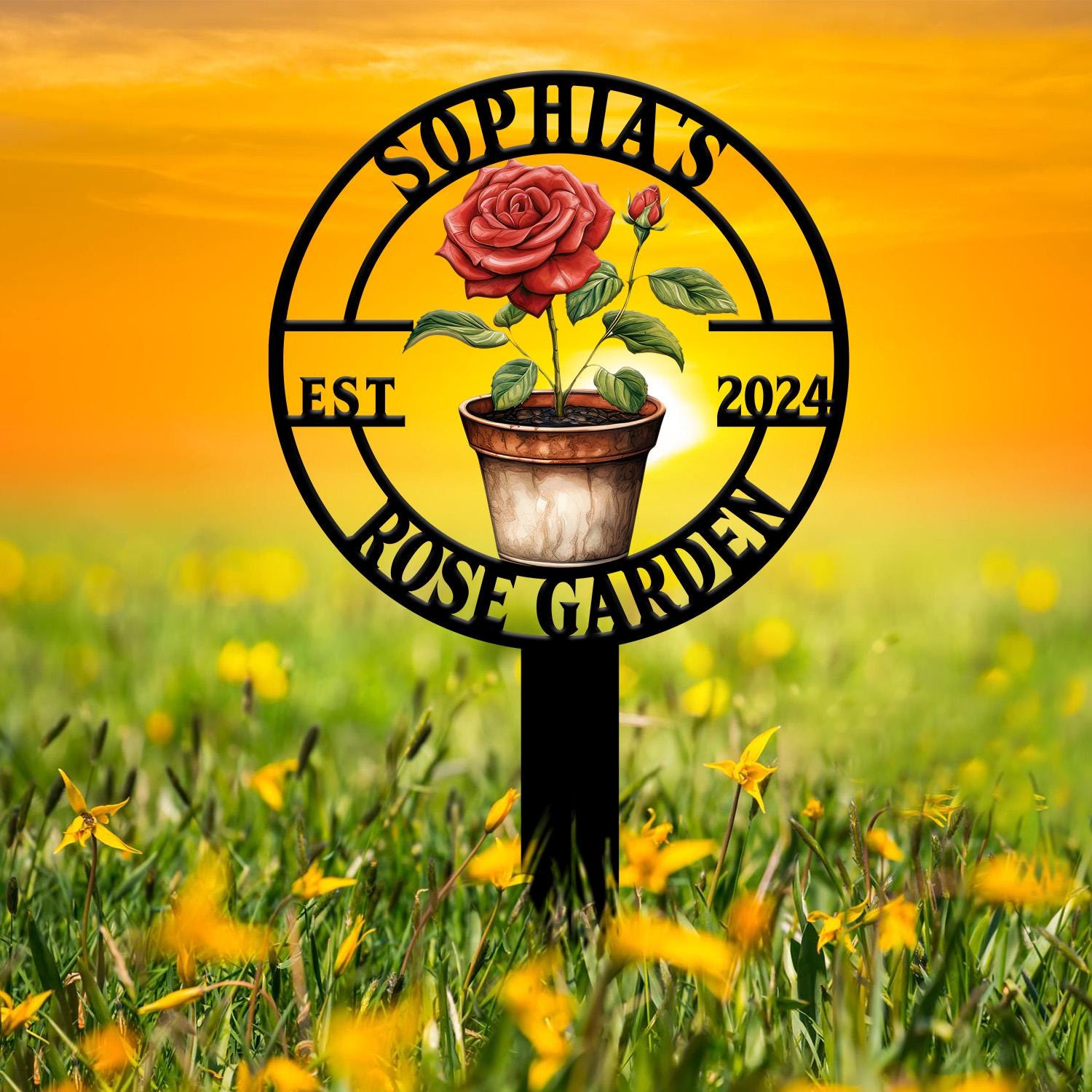 Personalized Metal Garden Sign, Custom Roses Garden Stake, Gardener ...