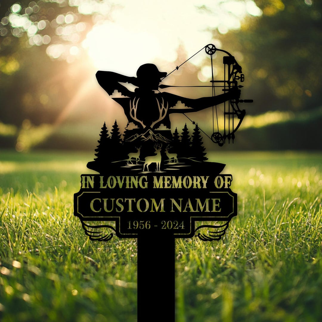 Personalized Deer Hunting Memorial Sign, Bow Hunting Metal Sign, Deer ...