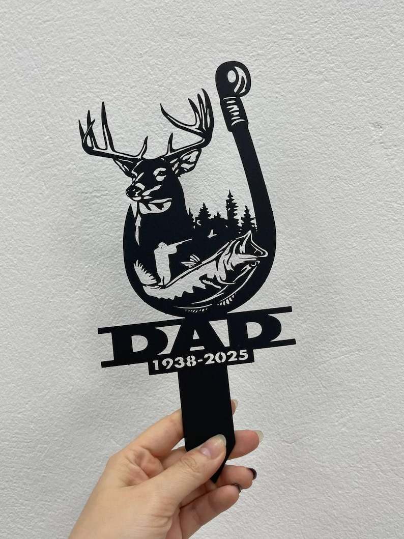 Hunting Dad Memorial Stake Metal, Fishing in Heaven, Hunter Memorial ...