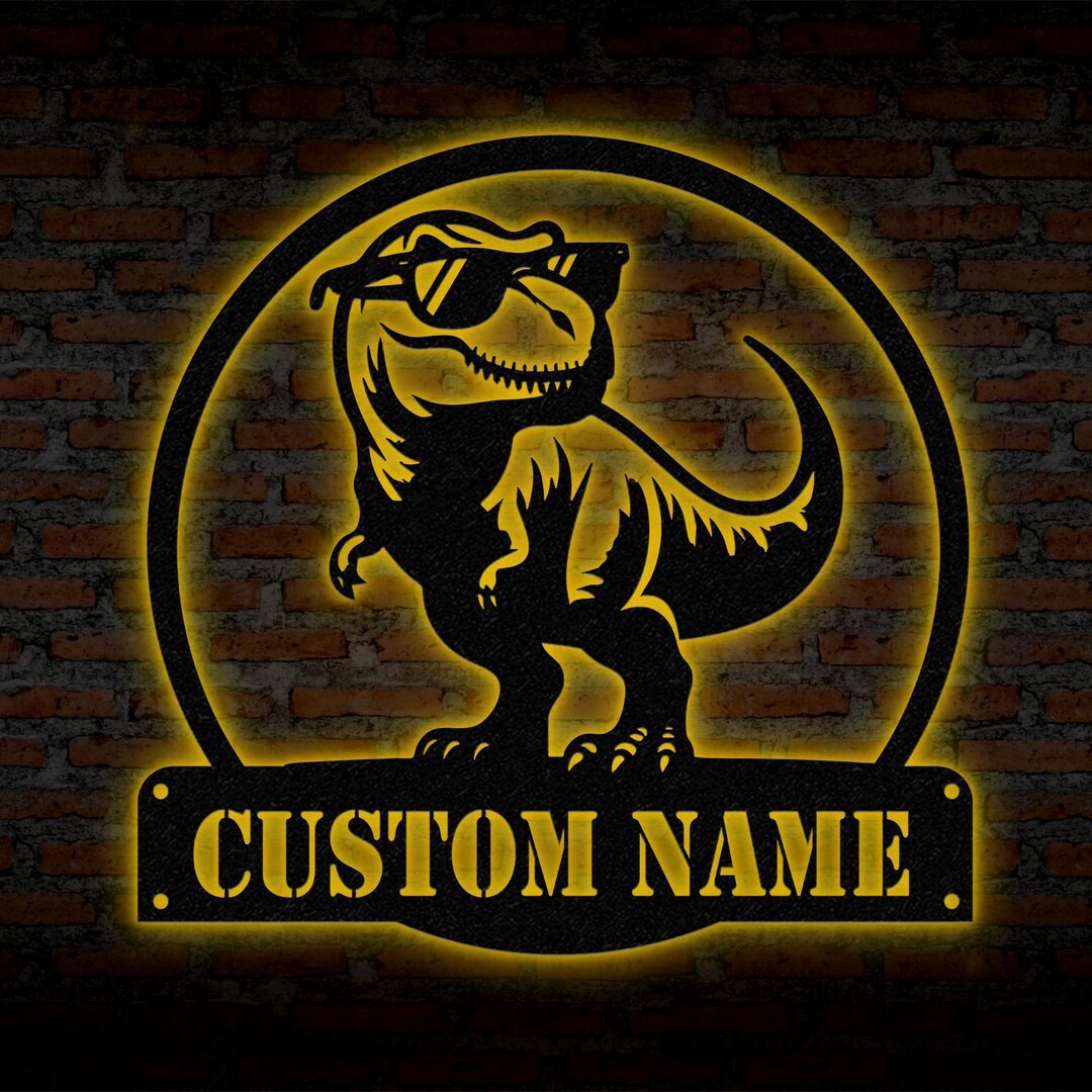 Personalized Dinosaur Metal Sign, Jurassic Name Sign for Kids, Custom ...
