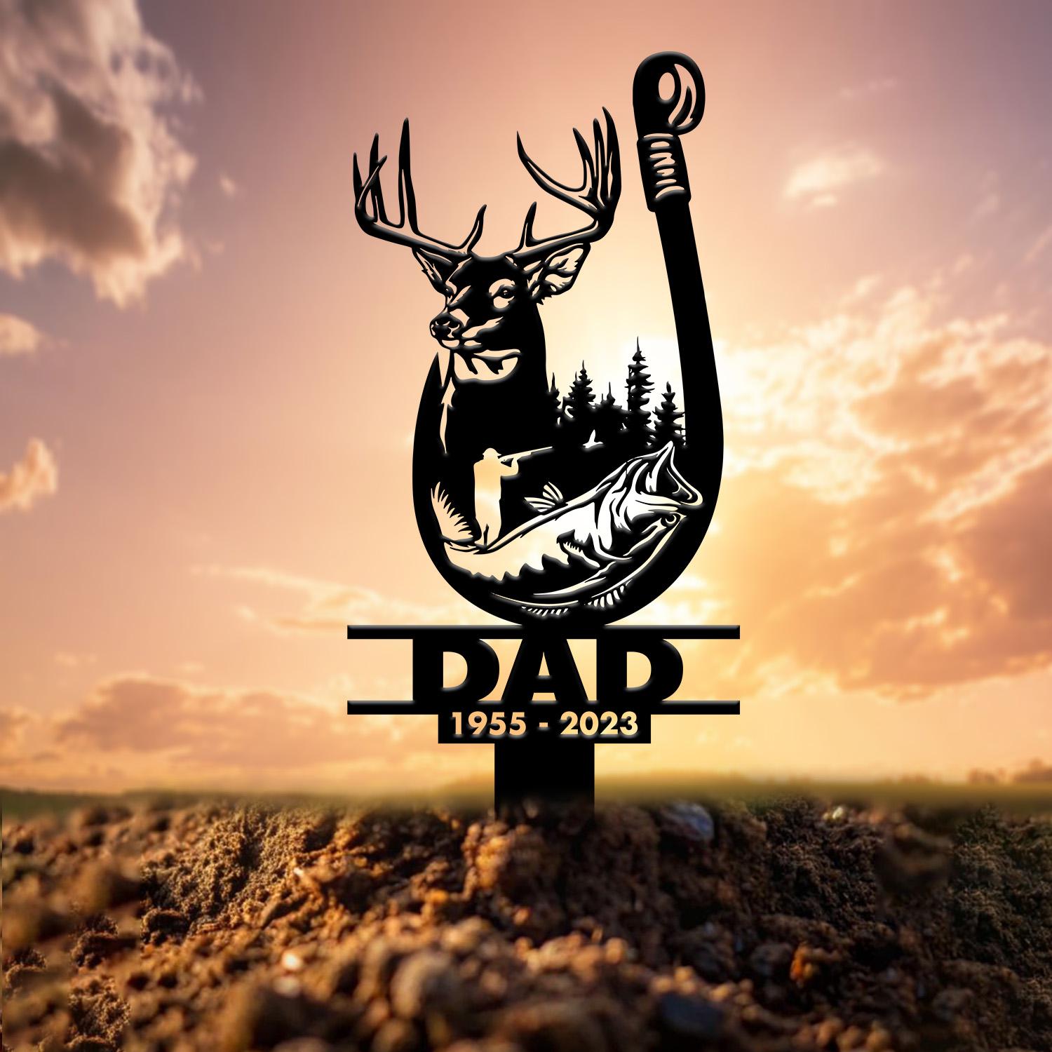 Hunting Dad Memorial Stake Metal, Fishing in Heaven, Hunter Memorial ...