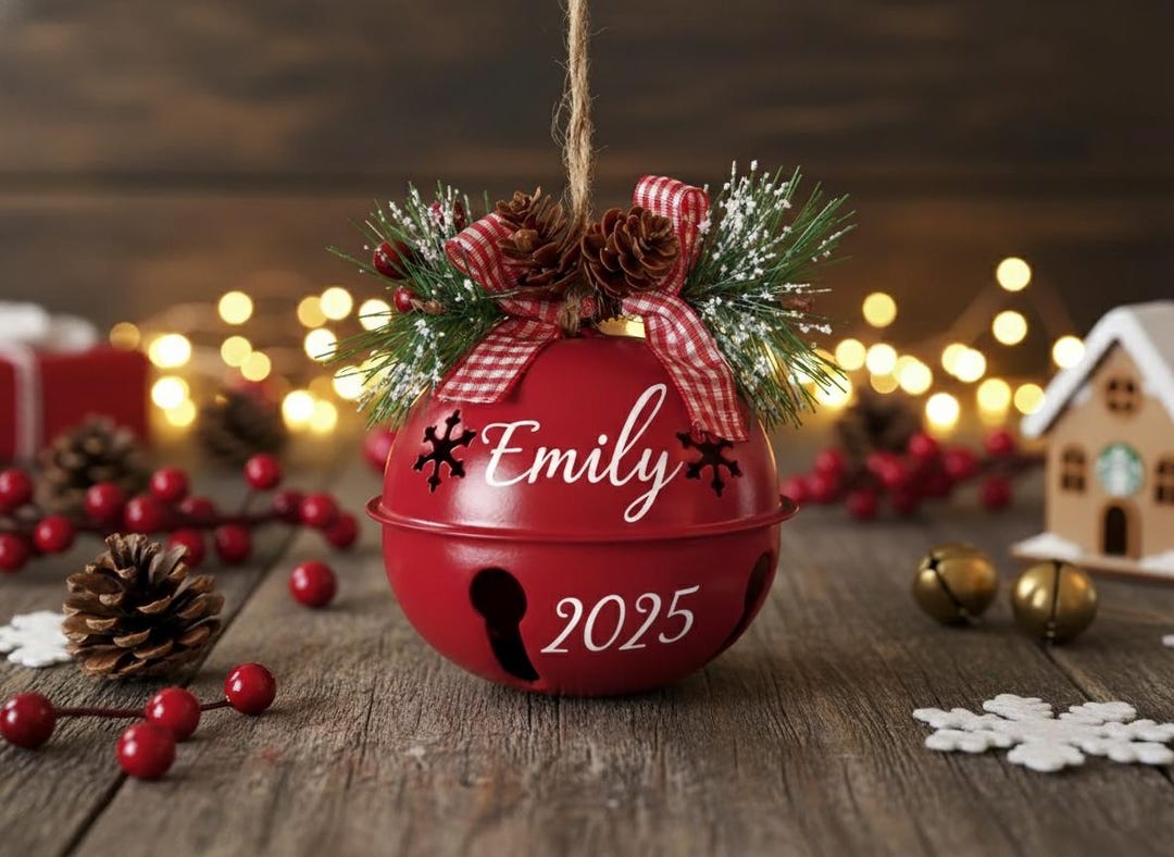 Personalized 2025 Christmas Bell Ornament, Custom Jingle Bell Tree ...