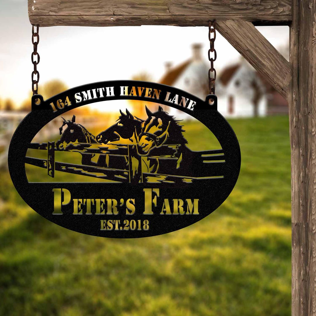 Custom Farmhouse Metal Sign, Personalized Farm Name Sign for Ranch ...